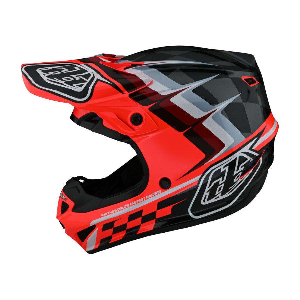 TLD - SE4 Poly Warped Black/Glo Red Helmet - AMA Warehouse